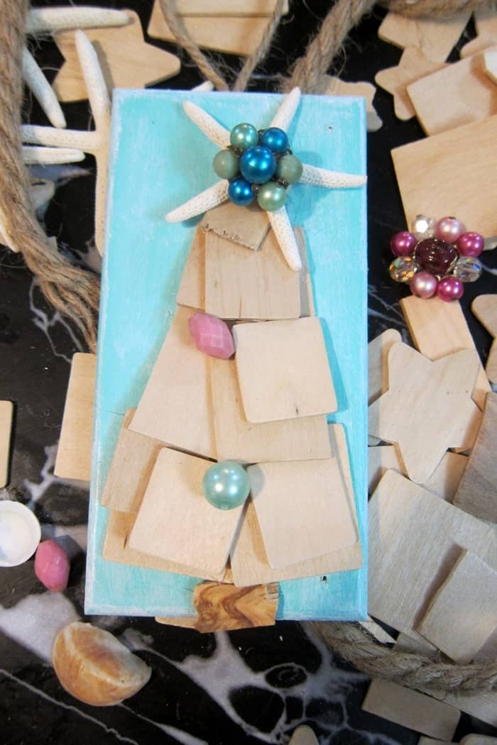 Make A Coastal Christmas Tree Sign With Wood And Beads